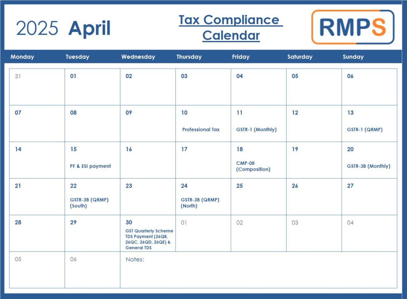 Tax Compliance Calendar – April 2025: Key Deadlines You Must Not Miss ...